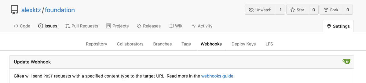 Gitea Webhook Change